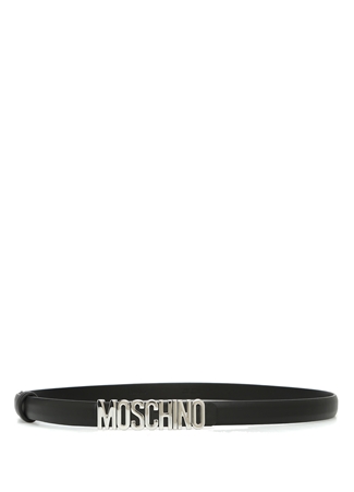 Moschino Kadın Siyah Silver Logolu Deri Kemer 42 IT Moschino Kadın Siyah Silver Logolu Deri Kemer 42 IT
