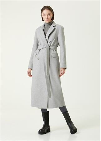 Beymen Kadın Gri Beli Kuşaklı Palto XS EU
