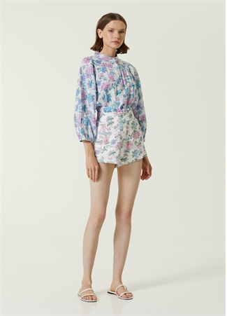 Love Shack Fancy Kadın Mavi Pembe Çiçekli Şort S EU Love Shack Fancy Kadın Mavi Pembe Çiçekli Şort S EU