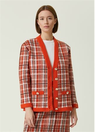 Beymen Club Kadın Turuncu Ekoseli Tweed Hırka XS