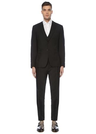 Palzileri Lab Erkek Siyah Yelekli Yün Takım Elbise 50 IT