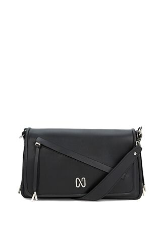 Network Kadın Siyah Logolu Omuz Çantası EU