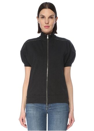 Brunello Cucinelli Kadın Antrasit Kol Detaylı Sweatshirt Gri XS EU