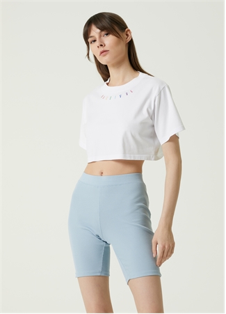 Bassigue Kadın Beyaz Bisiklet Yaka Crop T-shirt S EU Bassigue Kadın Beyaz Bisiklet Yaka Crop T-shirt S EU