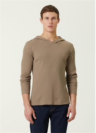 Tru Erkek Vizon Kapüşonlu Sweatshirt Bej S EU