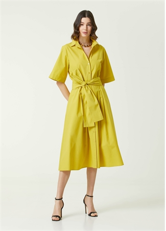 Beymen Collection Kadın Sarı Beli Kuşaklı Midi Gömlek Kloş Elbise 42 Eu Beymen Collection Kadın Sarı Beli Kuşaklı Midi Gömlek Kloş Elbise 42 Eu
