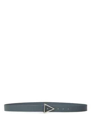 Bottega Veneta Erkek Gri Üçgen Tokalı Deri Kemer 05 EU