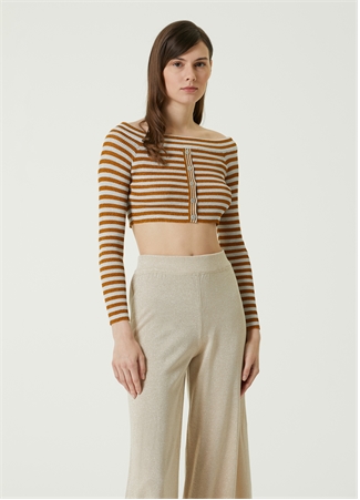 Missoni Kadın Turuncu Düşük Omuzlu Çizgili Crop Hırka 40 IT Missoni Kadın Turuncu Düşük Omuzlu Çizgili Crop Hırka 40 IT