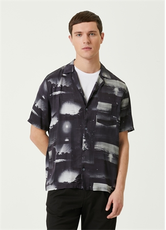 Allsaints Erkek Night Sky Siyah Kısa Kol Gömlek S EU Allsaints Erkek Night Sky Siyah Kısa Kol Gömlek S EU