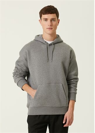 Bassigue Erkek Gri Kapüşonlu Sweatshirt S EU