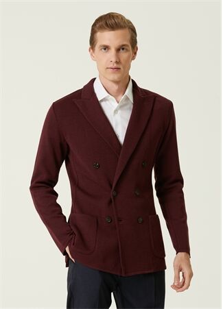 Lardini Erkek Bordo Kırlangıç Yaka Kruvaze Yün Ceket S EU