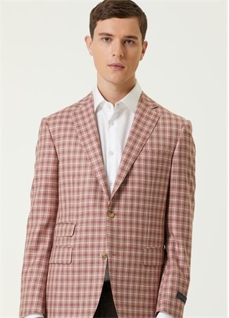 Pal Zileri Erkek Bordo Kareli Yün Ceket 48 IT