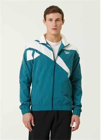 Reebok Erkek Mavi Beyaz Dik Yaka Ceket S EU