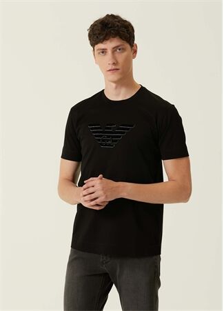 Emporio Armani Erkek Siyah Logo Detaylı T-shirt M EU