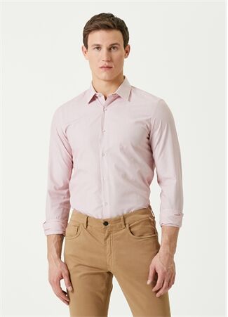 Palzileri Lab Erkek Beyaz Bordo Mikro Desenli Gömlek 42 IT