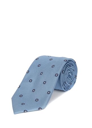 Zegna Erkek Mavi Mikro Desenli İpek Kravat EU