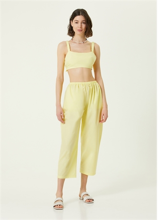 Selma Çilek Kadın Sarı Poplin Pantolon S Eu