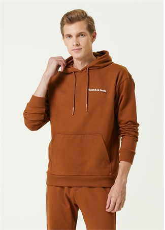 Scotch & Soda Erkek Taba Kapüşonlu Logolu Organik Pamuk Sweatshirt Turuncu S EU Scotch & Soda Erkek Taba Kapüşonlu Logolu Organik Pamuk Sweatshirt Turuncu S EU