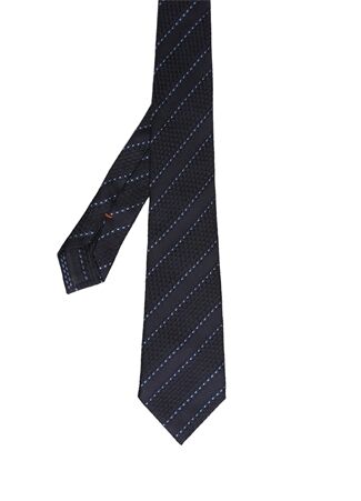Zegna Erkek Lacivert Çizgi Desenli İpek Kravat EU Zegna Erkek Lacivert Çizgi Desenli İpek Kravat EU