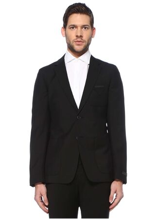 Prada Erkek Siyah Kelebek Yaka Yün Ceket 50 IT