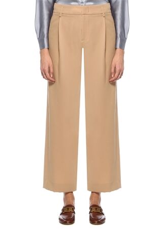 Vince Kadın Bej Yüksek Bel Pilili Bol Paça Pantolon 0 US