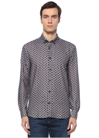 Beymen Club Erkek Comfort Fit Gri Etnik Desenli Flanel Gömlek L