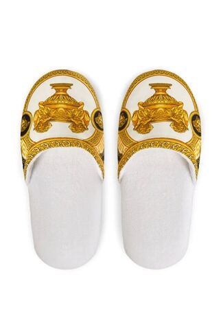 Versace Beyaz Gold Barok Desenli Havlu Terlik Çok Renkli Versace Beyaz Gold Barok Desenli Havlu Terlik Çok Renkli