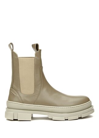 Bettina Vermillon Kadın Haki Deri Bot Gri 37 EU