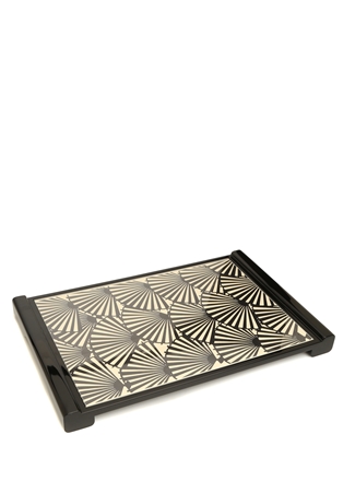 Coral&Co. Studio Black Lacquer Desenli Ahşap Obje Siyah