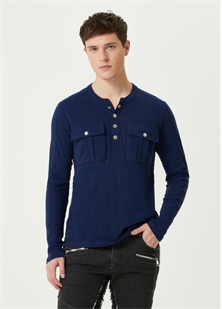 Balmain Erkek Lacivert Yakası Çıtçıtlı Uzun Kollu Keten T-shirt S Eu Balmain Erkek Lacivert Yakası Çıtçıtlı Uzun Kollu Keten T-shirt S Eu