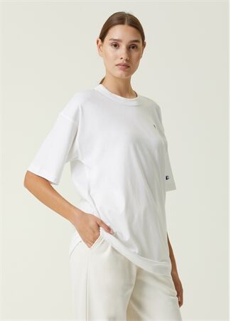 Champion Kadın Beyaz Bisiklet Yaka T-shirt XS EU