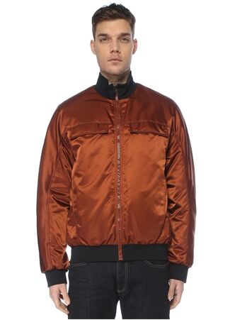 Palzileri Lab Erkek Dik Yaka Nakışlı Bomber Ceket Kahverengi 50 IT
