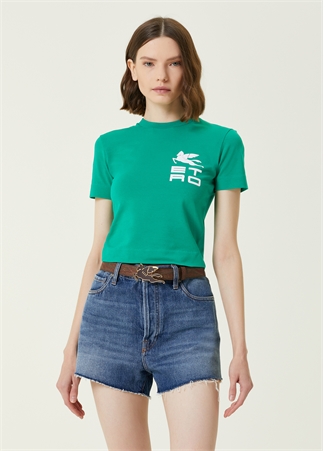 Etro Kadın Yeşil Bisiklet Yaka Logolu Crop T-shirt S Eu Etro Kadın Yeşil Bisiklet Yaka Logolu Crop T-shirt S Eu