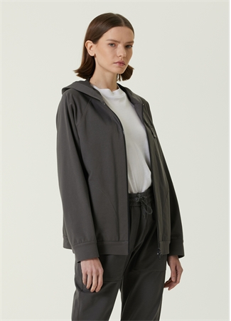 Brunello Cucinelli Kadın Antrasit Kapüşonlu İşlemeli Cepli Sweatshirt Gri XXS EU Brunello Cucinelli Kadın Antrasit Kapüşonlu İşlemeli Cepli Sweatshirt Gri XXS EU