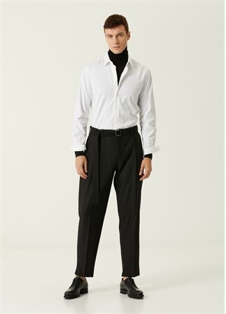 Dolce&Gabbana Erkek Siyah Beli Kemerli Yün Pantolon 54 IT