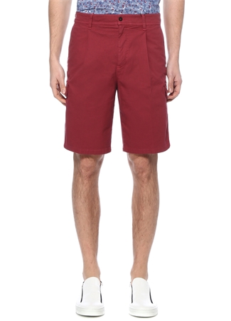 Pal Zileri Erkek Bordo Normal Bel Pilili Bermuda 50 IT