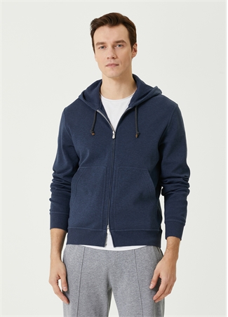 Brunello Cucinelli Erkek Lacivert Kapüşonlu Sweatshirt Mavi XXL EU Brunello Cucinelli Erkek Lacivert Kapüşonlu Sweatshirt Mavi XXL EU