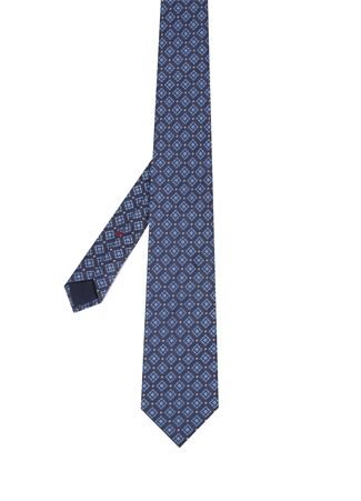Beymen Collection Erkek Mavi Desenli İpek Kravat EU IT