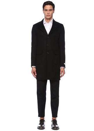 Beymen Collection Erkek Drop 8 Siyah Kelebek Yaka Yün Palto 46 IT