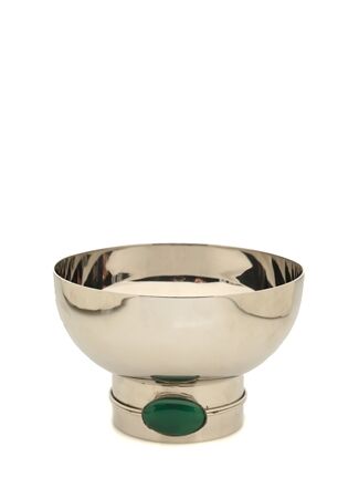 Luxuria Silver Onyx Taşlı Metal Kase Bej