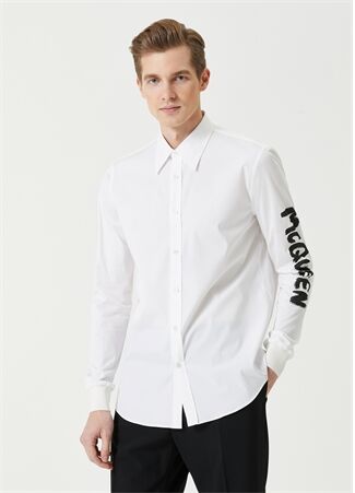 Alexander McQueen Erkek Beyaz Logo Baskılı Gömlek 6 UK Alexander McQueen Erkek Beyaz Logo Baskılı Gömlek 6 UK