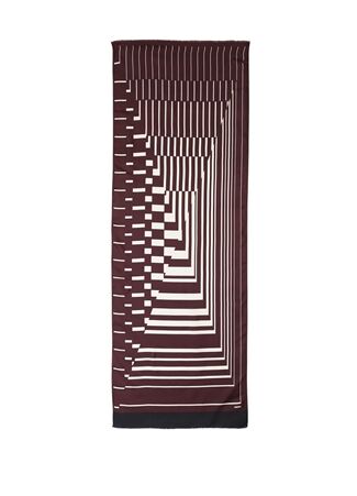 Pal Zileri Erkek Bordo Geometrik Desenli İpek Atkı EU
