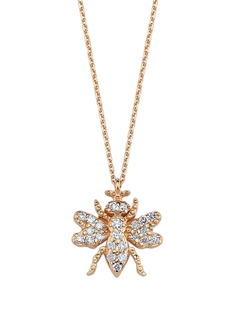 Bee Goddess Kadın Elmaslı Altın Rengi Kolye Pembe EU
