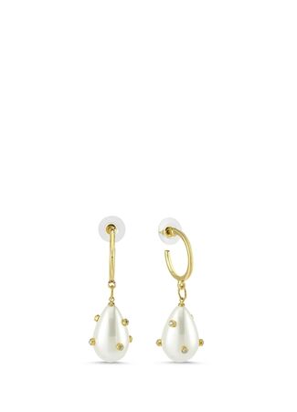 Berrin Özkan Kadın Shining Beyaz Gold İncili Küpe EU Berrin Özkan Kadın Shining Beyaz Gold İncili Küpe EU