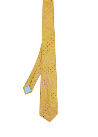 Tino Cosma Erkek Sarı Mikro Şal Desenli İpek Kravat EU Tino Cosma Erkek Sarı Mikro Şal Desenli İpek Kravat EU