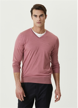 Pal Zileri Erkek Pembe V Yaka Yün Kazak 48 It Pal Zileri Erkek Pembe V Yaka Yün Kazak 48 It