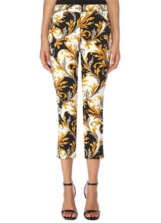 Versace Kadın Barok Desenli Crop Jean Pantolon 25 US
