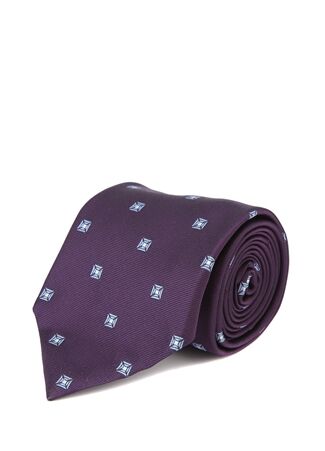 Zegna Erkek Mor Geometrik Desenli İpek Kravat EU