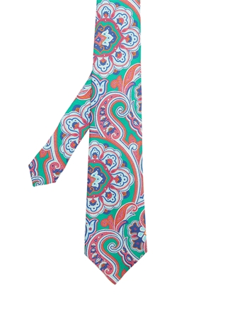 Etro Erkek Yeşil Etnik Desenli İpek Kravat EU