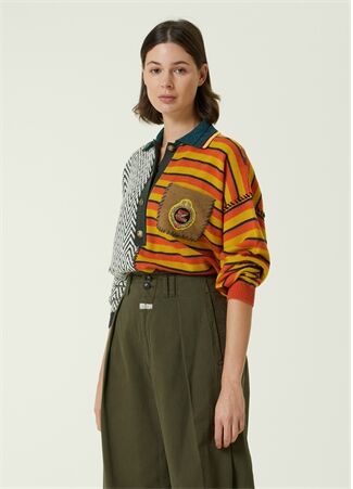 Etro Kadın Polo Yaka Desen Bloklu Yün Kazak 38 IT